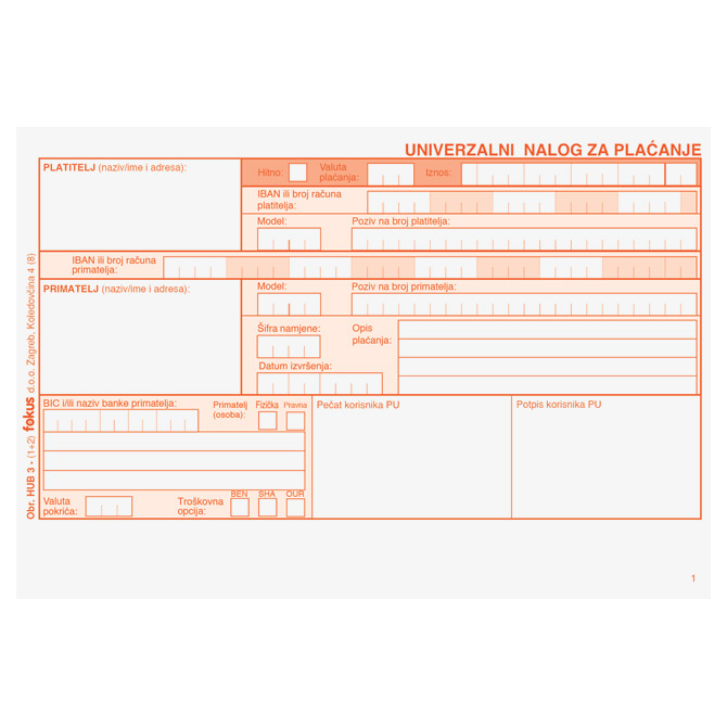 Obrazac HUB 3 (1+2) set pk100 Fokus - Dantkom