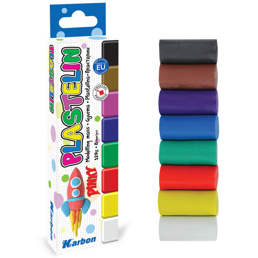 Plastelin 8 boja 120g karton Karbon - Dantkom