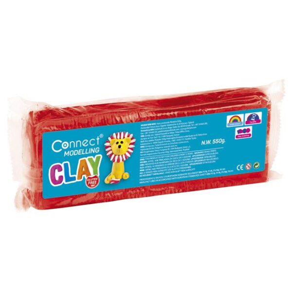 Plastelin 550g + plastični nožić Connect crveni - Dantkom
