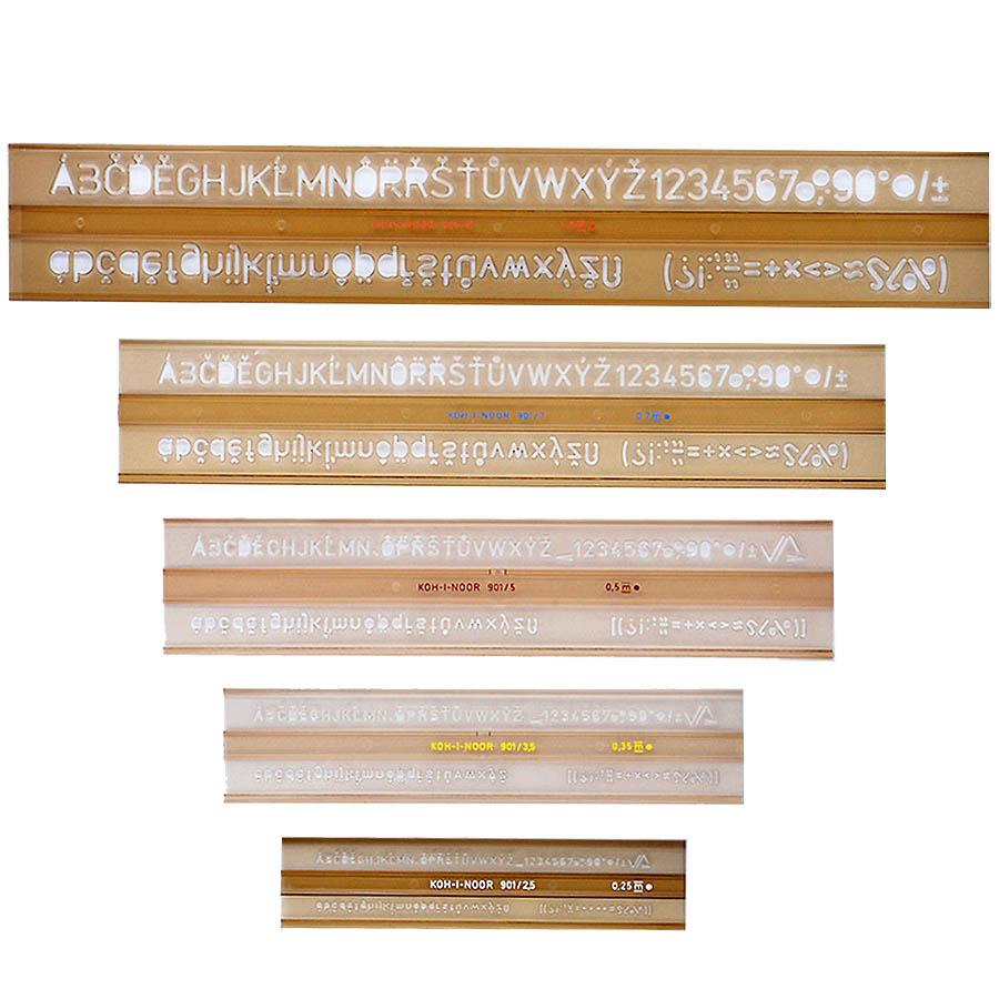 Šablone slova i brojevi 901 set 5/1 2,5/3,5/5/7/10mm Koh-I-Noor 750040 ...